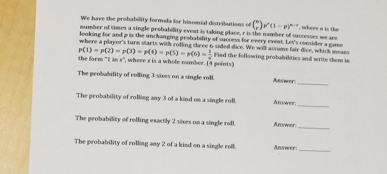 Solved We have the probability formula for binomial | Chegg.com