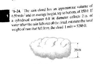 Solved 1-24. The rain cloud has an approximate volume of | Chegg.com