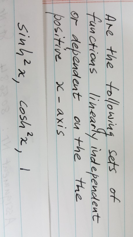 Solved Are the following sets of function linearly | Chegg.com