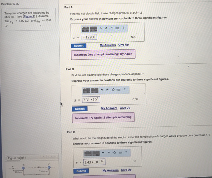 Solved Two point charges are separated by 25 0 cm (see | Chegg.com
