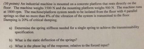 Solved (30 points) An industrial machine is mounted on a | Chegg.com