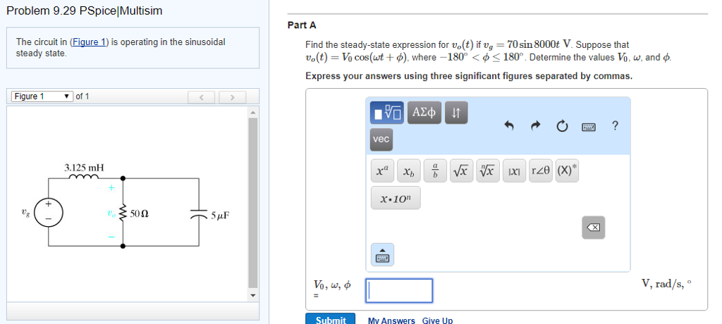 Solved Problem 9.29 PSpice Multisim Part A The circuit in | Chegg.com