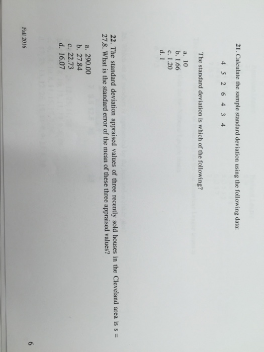 Solved Calculate the sample standard deviation using the | Chegg.com