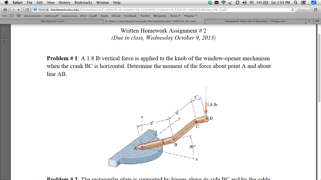 Solved lb vertical force is applied to the knob of the | Chegg.com