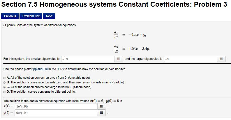 Solved Section 7.5 Homogeneous systems Constant | Chegg.com