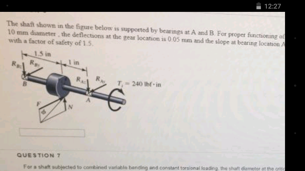 The shaft shown in the figure below is supported by | Chegg.com