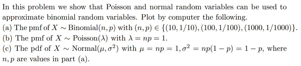 Solved In this problem we show that Poisson and normal | Chegg.com