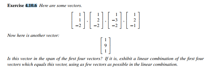 Solved Exercise 4.10.6 Here are some vectors. 13H 141141 2 | Chegg.com
