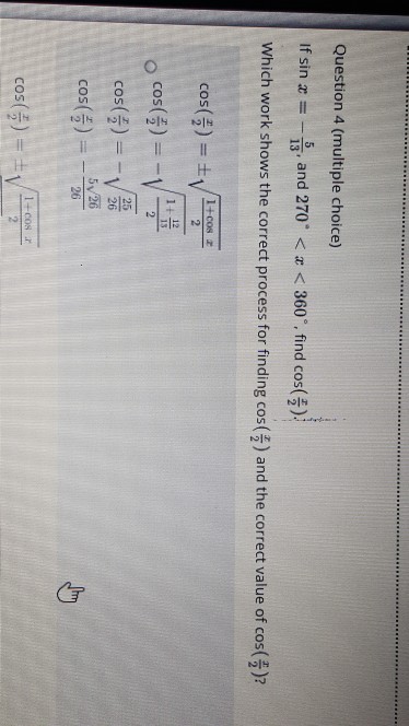 Solved If sin x =-5/13, and 270 degree