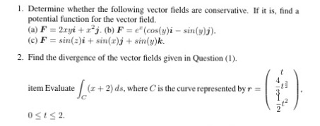 Solved Determine whether the following vector fields, are | Chegg.com