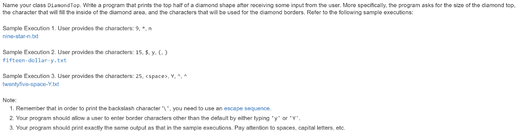 import java.util.Scanner; public class DiamondTop f | Chegg.com