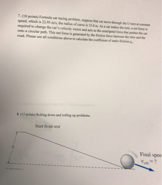 Solved Formula car racing problem, suppose that car move | Chegg.com
