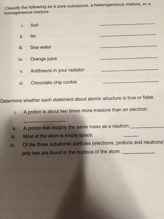 Solved Classify the following as a pure substance, a | Chegg.com