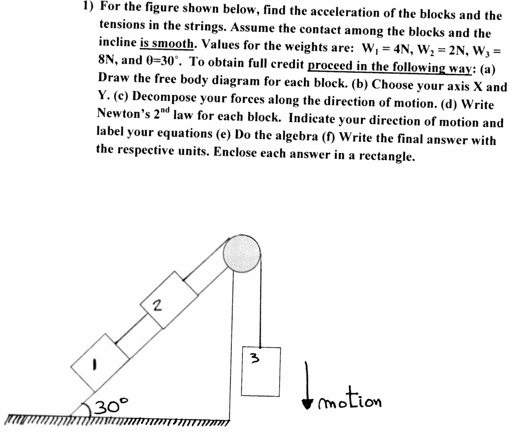 Solved For the figure shown below, find the acceleration of | Chegg.com