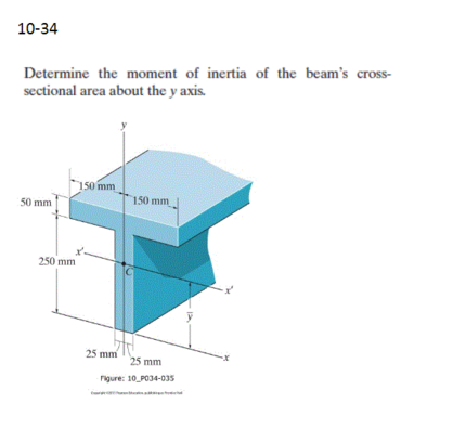 Solved 10-34 Determine the moment of inertia of the beam's | Chegg.com