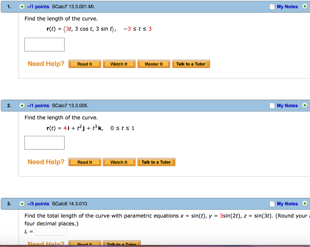 Solved Find the length of the curve. r(t) = (3t, 3 cos t, 3 | Chegg.com