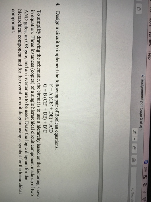 Solved Design A Circuit To Implement The Following Pair Of 