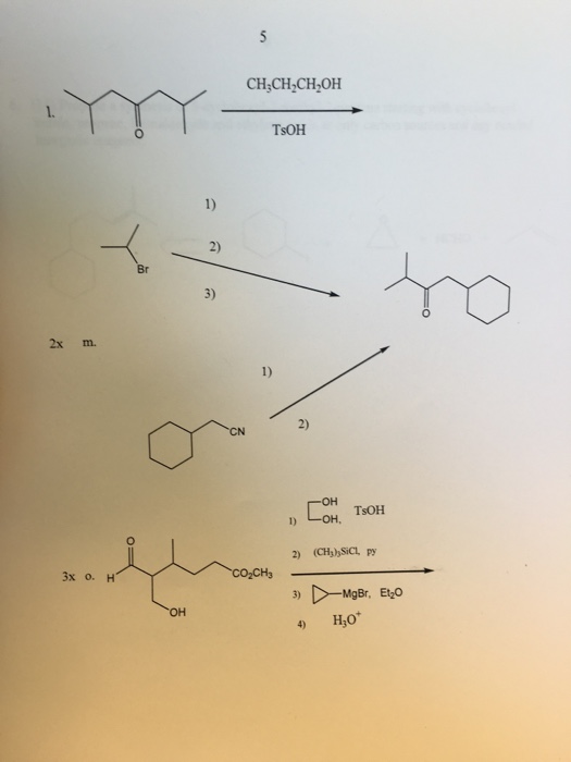 Solved CH CH CH2OH TsOH 1) 2) 3) 0 2x m. 1) 2) TsOH 2) (CH) | Chegg.com