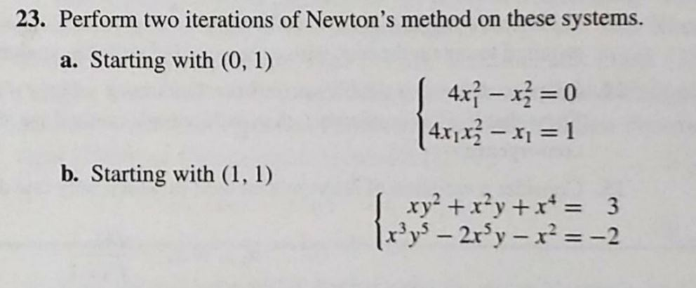 Solved 23. Perform two iterations of Newton's method on | Chegg.com