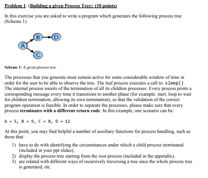 Problem 1 (Building a given Process Tree) 10 points) | Chegg.com