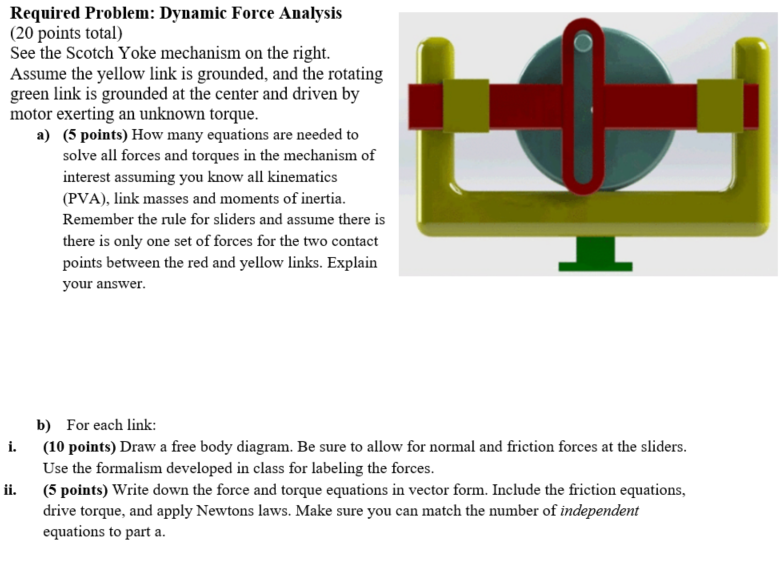 Required Problem: Dynamic Force Analysis (20 points | Chegg.com