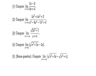 Solved Compute lim x tends to infinity 5x-3/9x + 4 Compute | Chegg.com