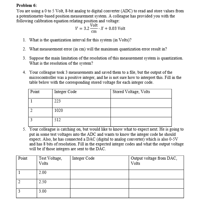 Solved You are using a 0 to 5 Volt, 8-bit analog to digital | Chegg.com