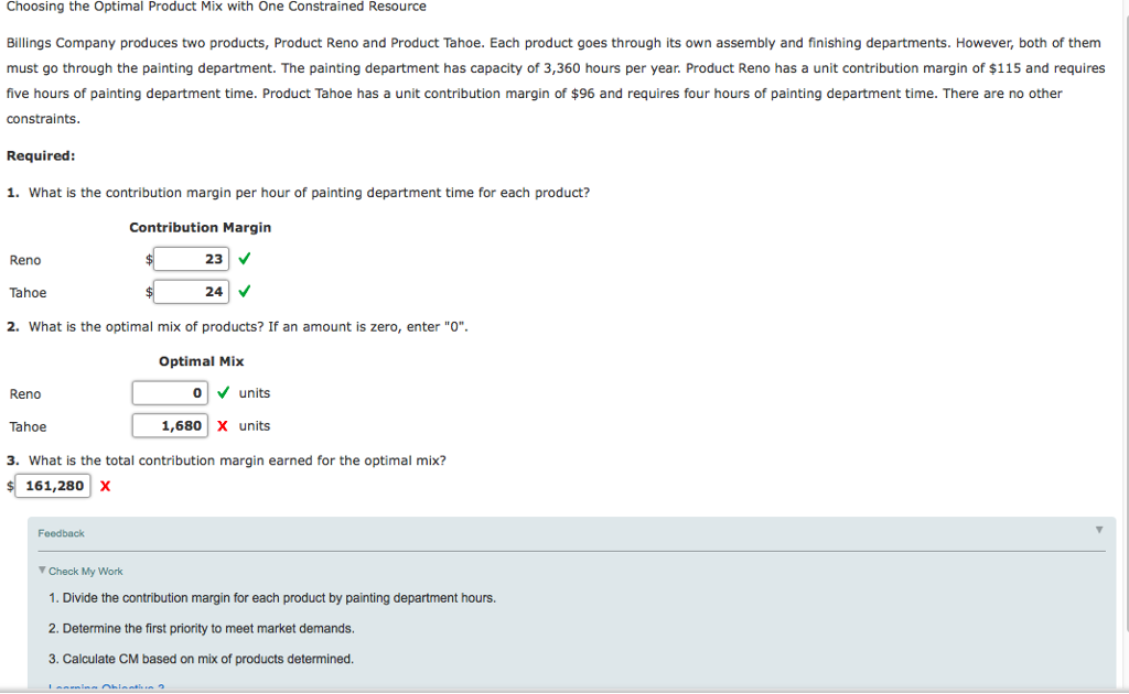 Solved Choosing the Optimal Product Mix with One Constrained | Chegg.com
