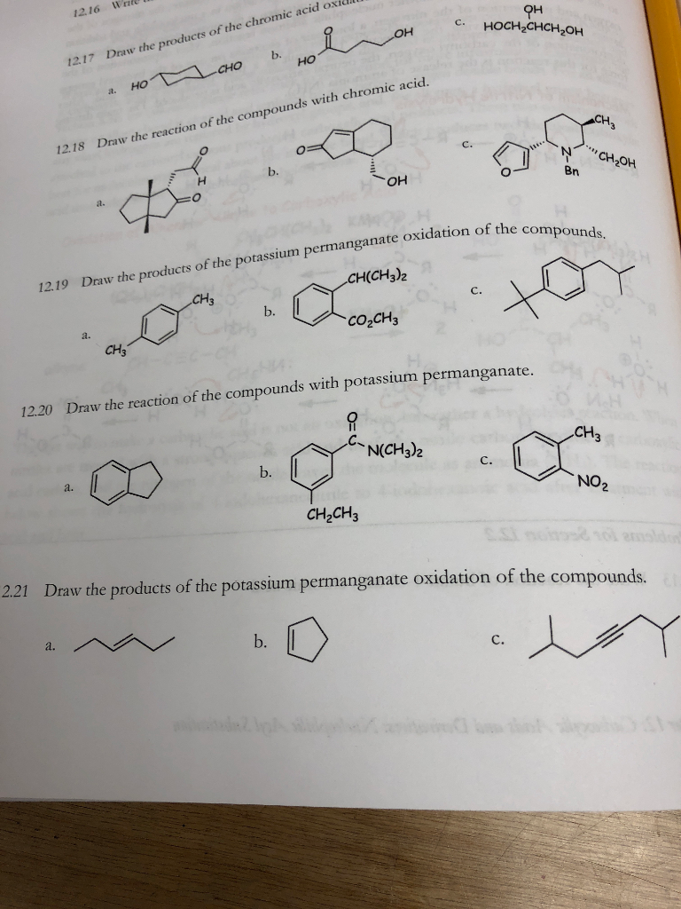 Solved 1216 Wal c. HOCH2CHCH2OH Draw the products of the | Chegg.com