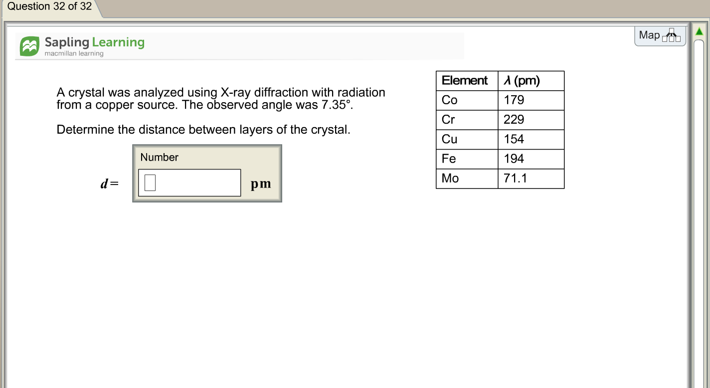 Solved A crystal was analyzed using X-ray diffraction with | Chegg.com