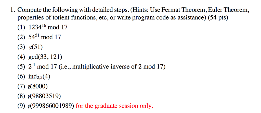 Solved 1·Compute the following with detailed steps. (Hints: | Chegg.com