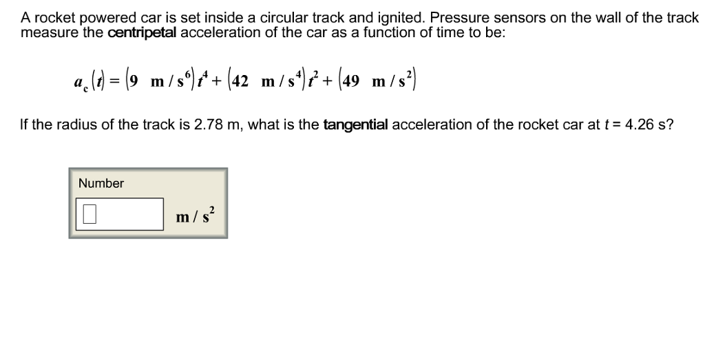 Solved A rocket powered car is set inside a circular track | Chegg.com
