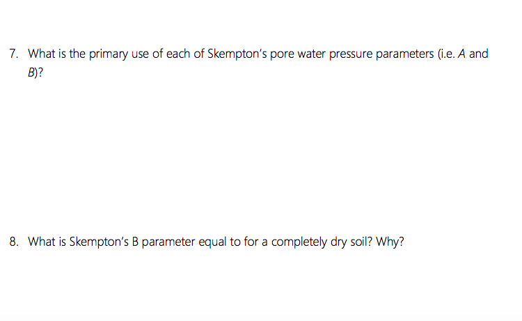 Solved What is the primary use of each of Skempton's pore | Chegg.com
