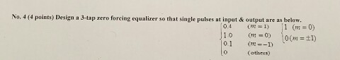 Solved No 4 Points) Design a 3-tap zero forcing equalizer so | Chegg.com