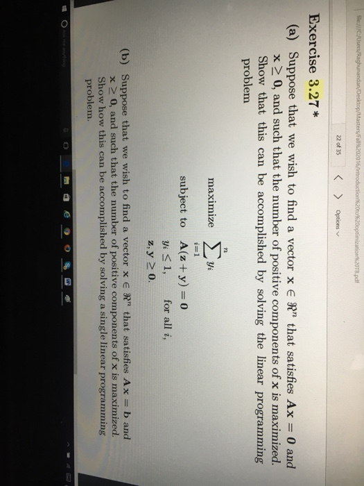Solved 22 of 35 Options Exercise 3.27* (a) Suppose that we | Chegg.com