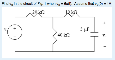 Solved Find v0 in the circuit of Fig. 1 when vs = 6u(t). | Chegg.com