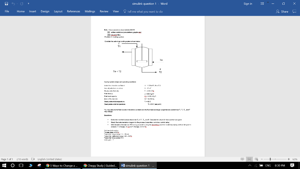 simulink question 1 -Word Sign in File Home Insert | Chegg.com