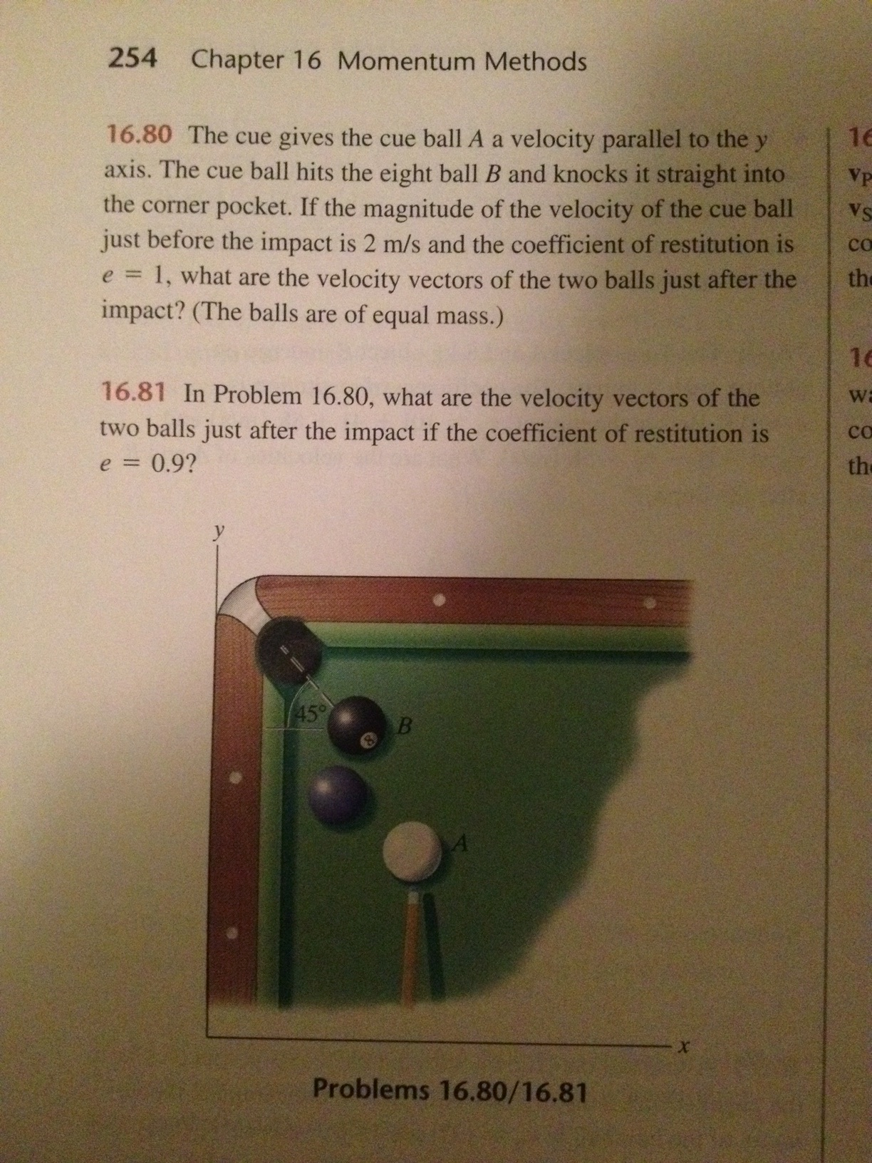 Solved The cue gives the cue ball A a velocity parallel to | Chegg.com