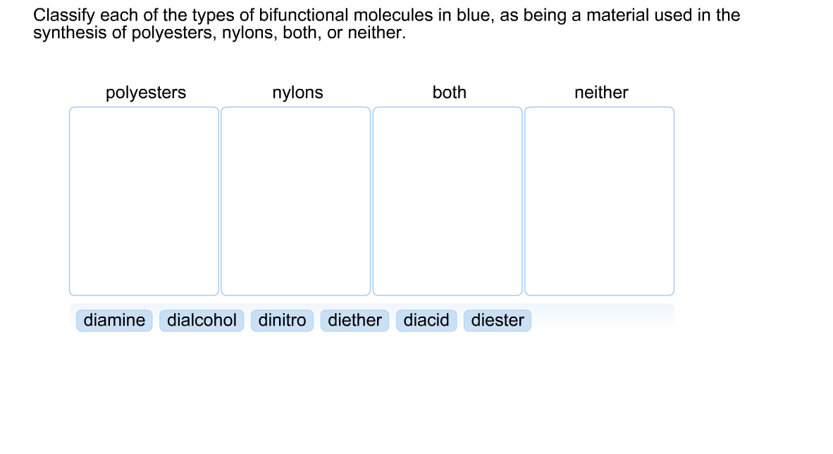 Solved Classify each of the types of bifunctional molecules | Chegg.com