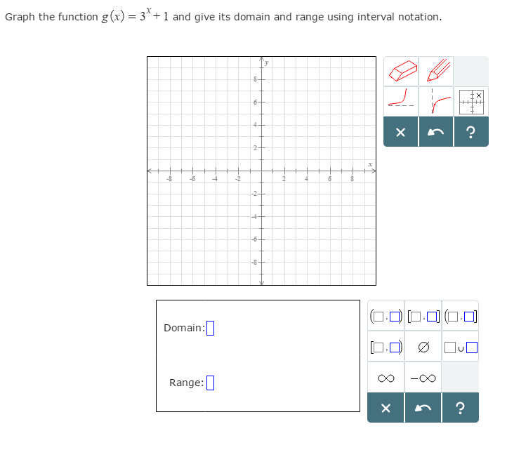 Solved Graph the function g(x) = 3^x+ 1 and give its domain | Chegg.com