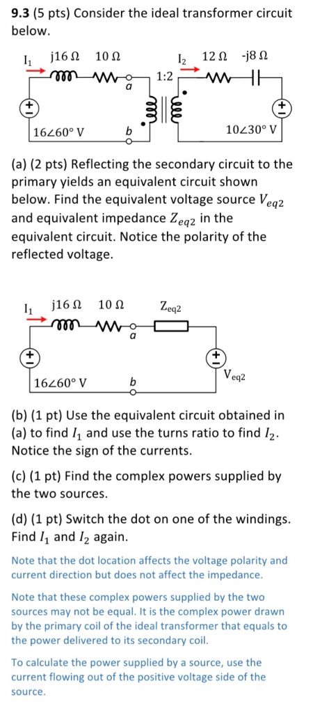 Solved Consider the ideal transformer circuit below. | Chegg.com