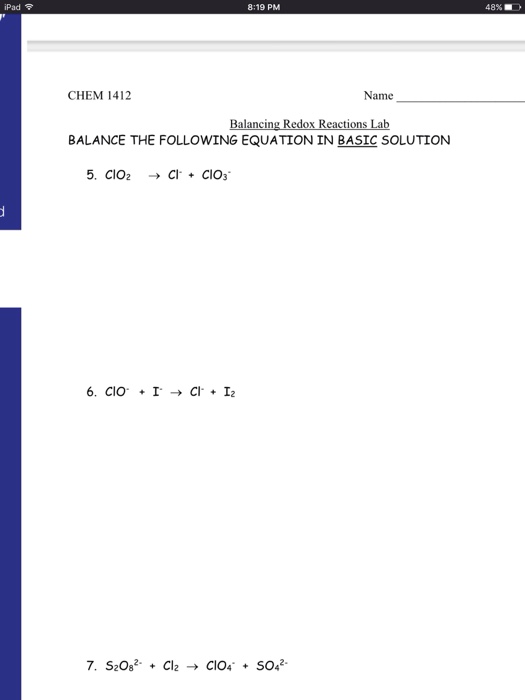 Solved BALANCE THE FOLLOWING EQUATION IN BASIC SOLUTION | Chegg.com
