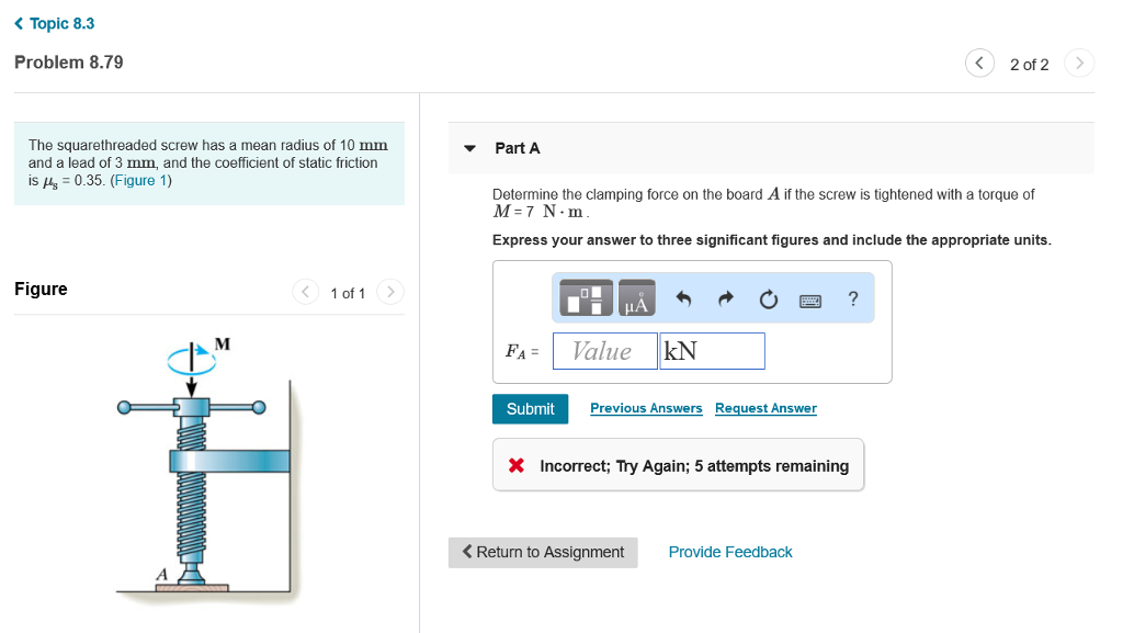 Solved Part A The squarethreaded screw has a mean radius of | Chegg.com