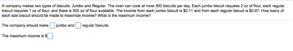 Solved A company makes two types of biscuits: Jumbo and | Chegg.com