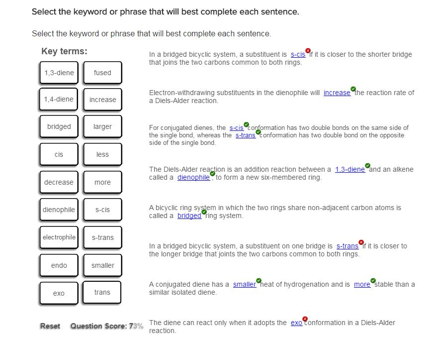 Solved Select the keyword or phrase that will best complete | Chegg.com