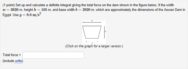 Solved (1 point) Set up and calculate a definite integral | Chegg.com