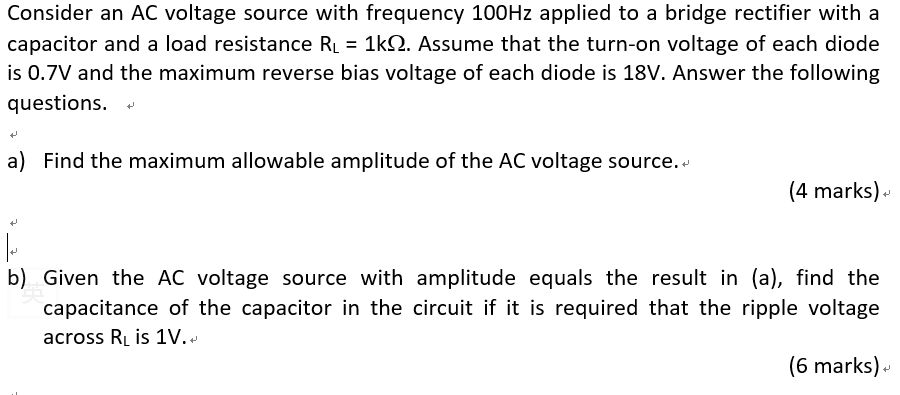 Solved Consider an AC voltage source with frequency 100Hz | Chegg.com