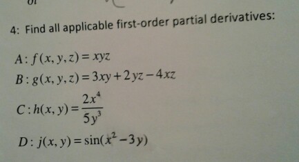 Solved Find all applicable first-order partial derivatives: | Chegg.com