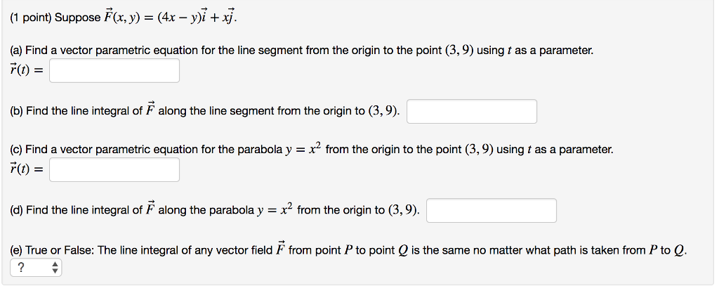 Solved (1 point) Suppose F(x, y) = (4x – y)i + xj. (a) Find | Chegg.com