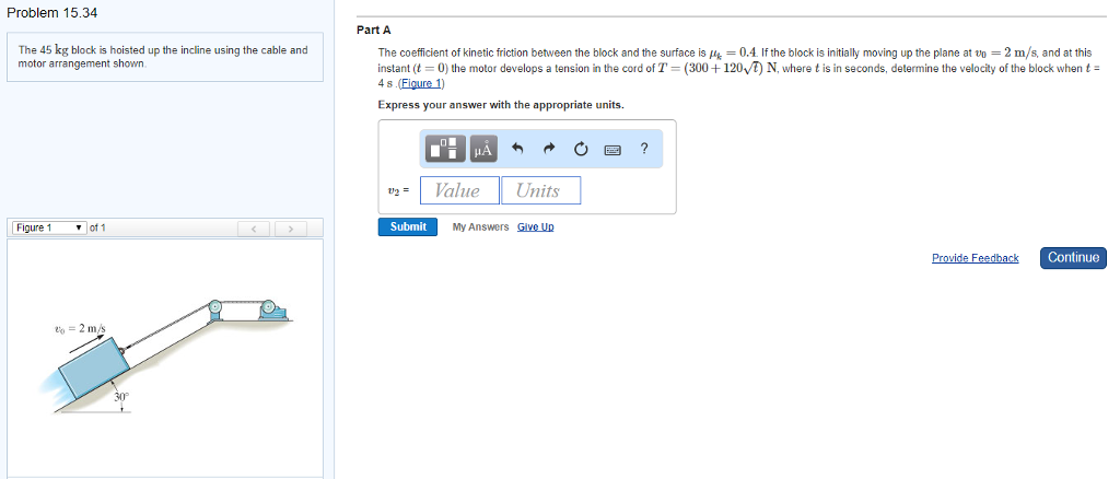 Solved The 45 kg block is hoisted up the incline using the | Chegg.com